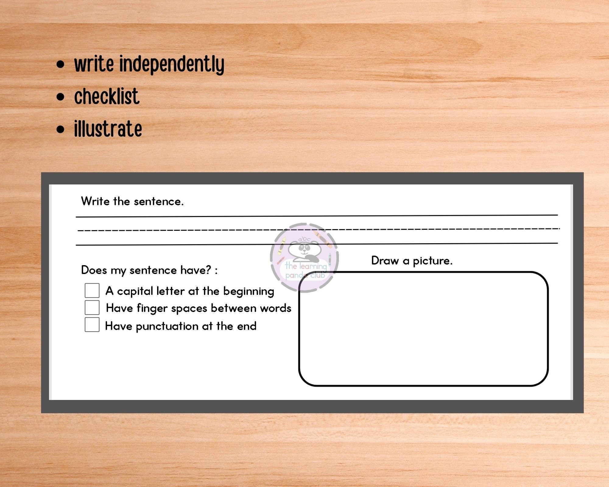 Sentence Writing Graphic Organizer Printable: for Kindergarten, 1st ...