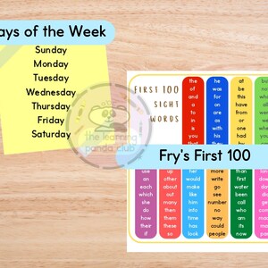 Kindergarten & 1st Grade Letter Chart and Sight Words Printable ...