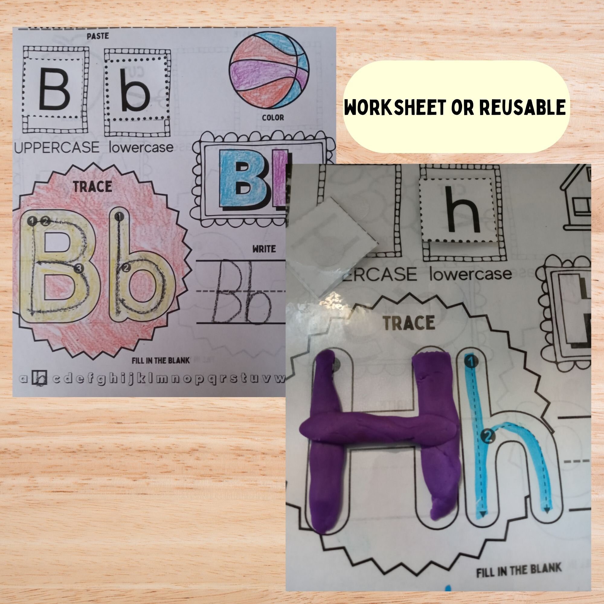 Alphabet Worksheets- Cut, Paste, Match, and Playdough Mat. for ...