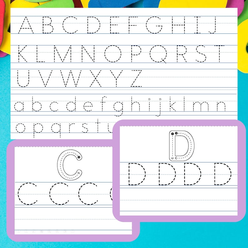 Printable Handwriting Paper and Alphabet Tracing Cards for - Etsy