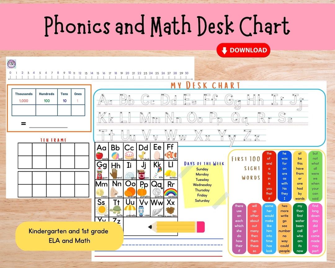 Kindergarten & 1st Grade Letter Chart and Sight Words Printable ...