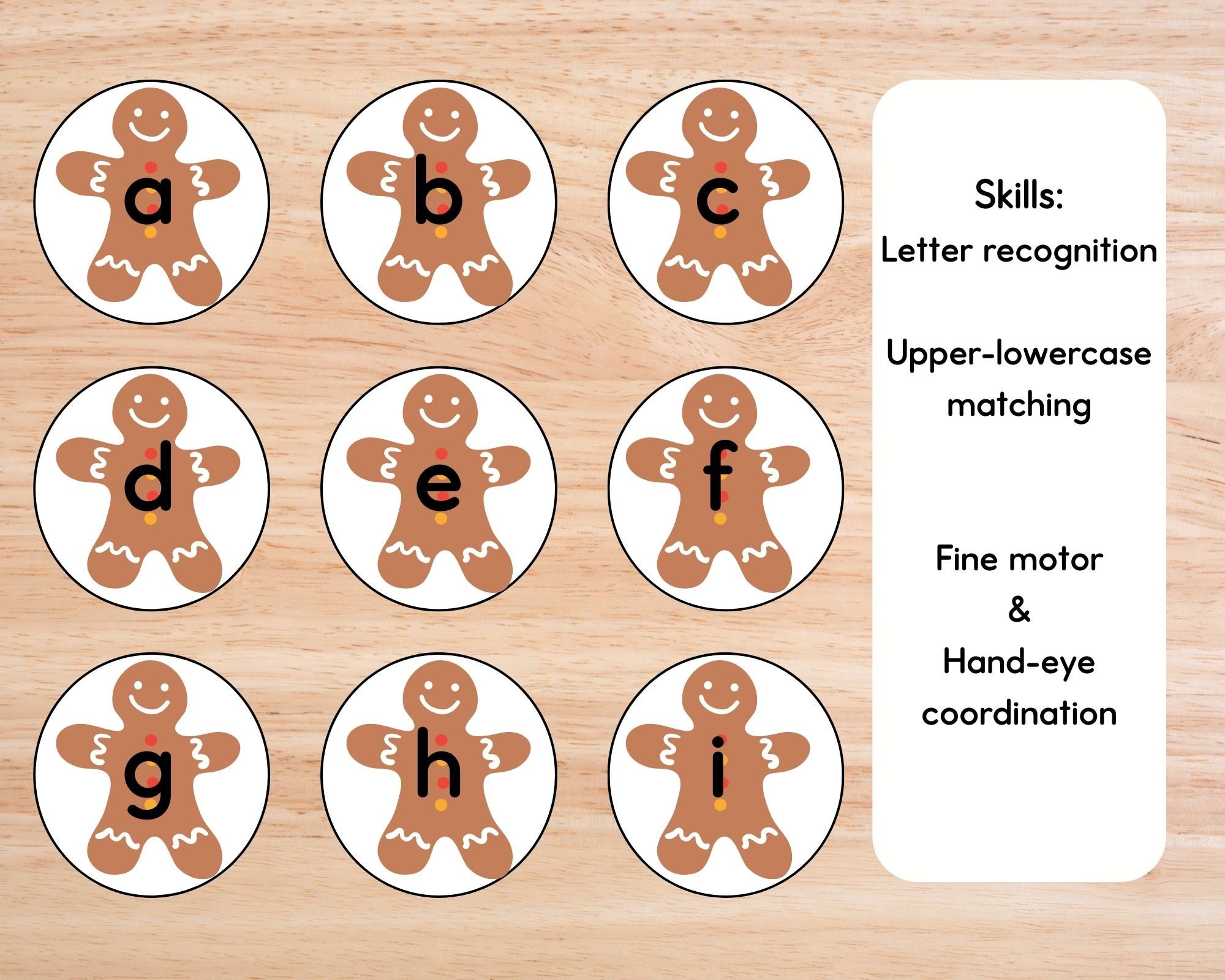 Printable Uppercase-lowercase Gingerbread Match for Preschool and ...