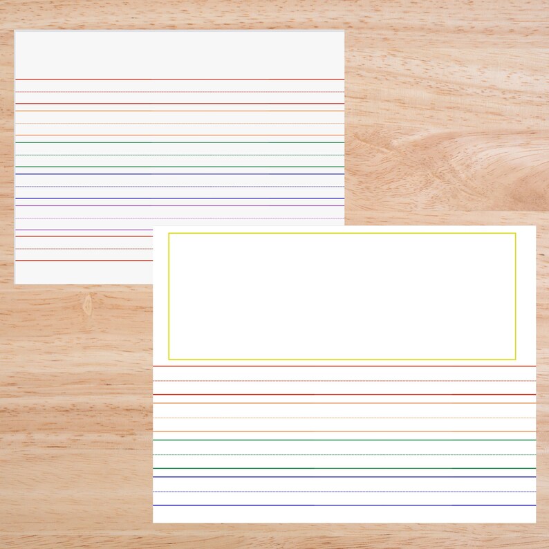 Printable Kid's Handwriting Paper-rainbow Lined Paper for Preschool and ...