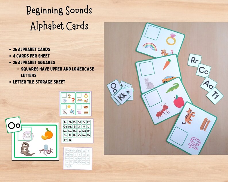 Beginning Letter Sound Game, Cards, and Uppercase to Lowercase Matching ...