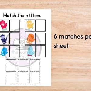 Matching Activity for Preschool and Kindergarten- Mitten Theme ...