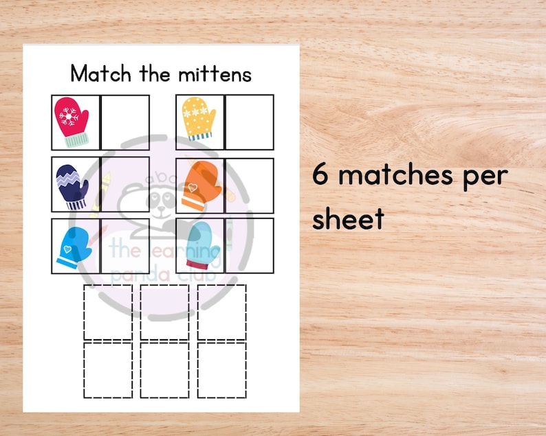Matching Activity for Preschool and Kindergarten- Mitten Theme ...