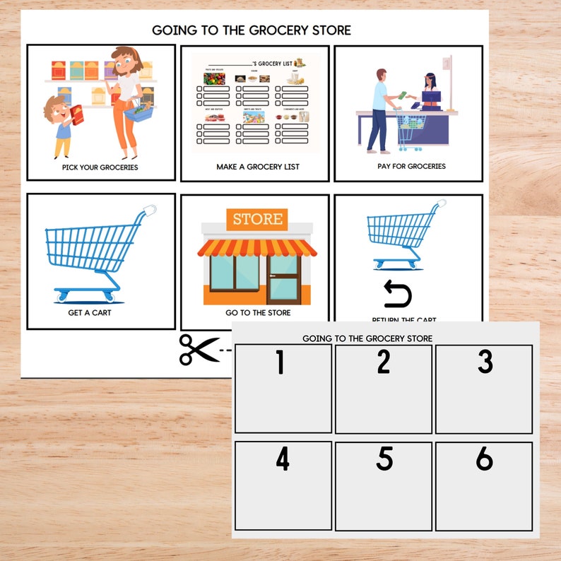 Kids Grocery List and Sequence Activity- Toddler and Preschool, Life ...