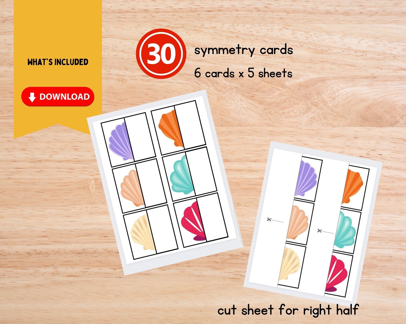 Printable Symmetry Cards- Toddler, Preschool and Kindergarten ...