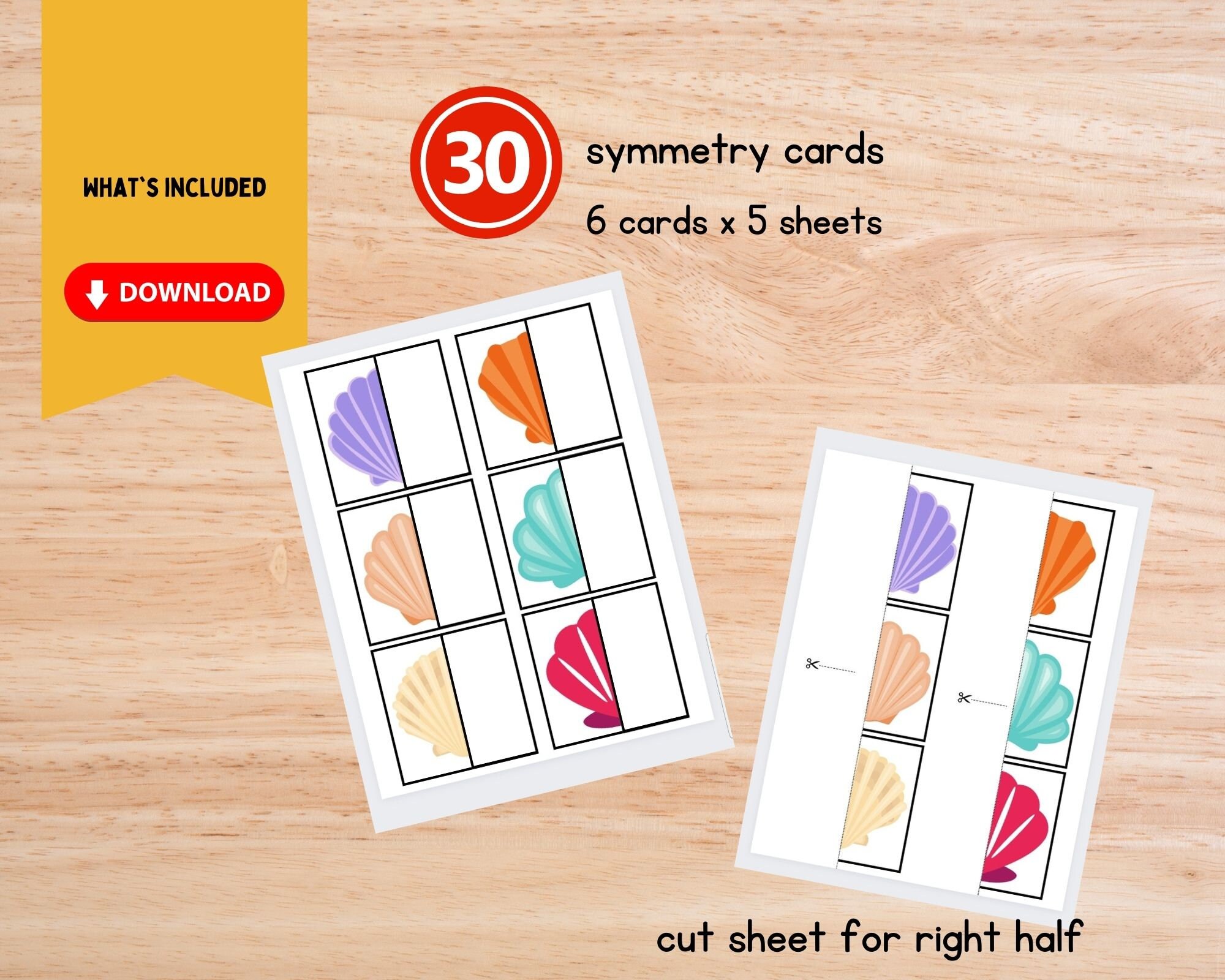 Printable Symmetry Cards- Toddler, Preschool and Kindergarten ...