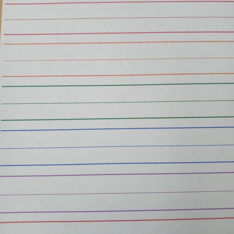 Printable Kid's Handwriting Paper-rainbow Lined Paper for Preschool and ...