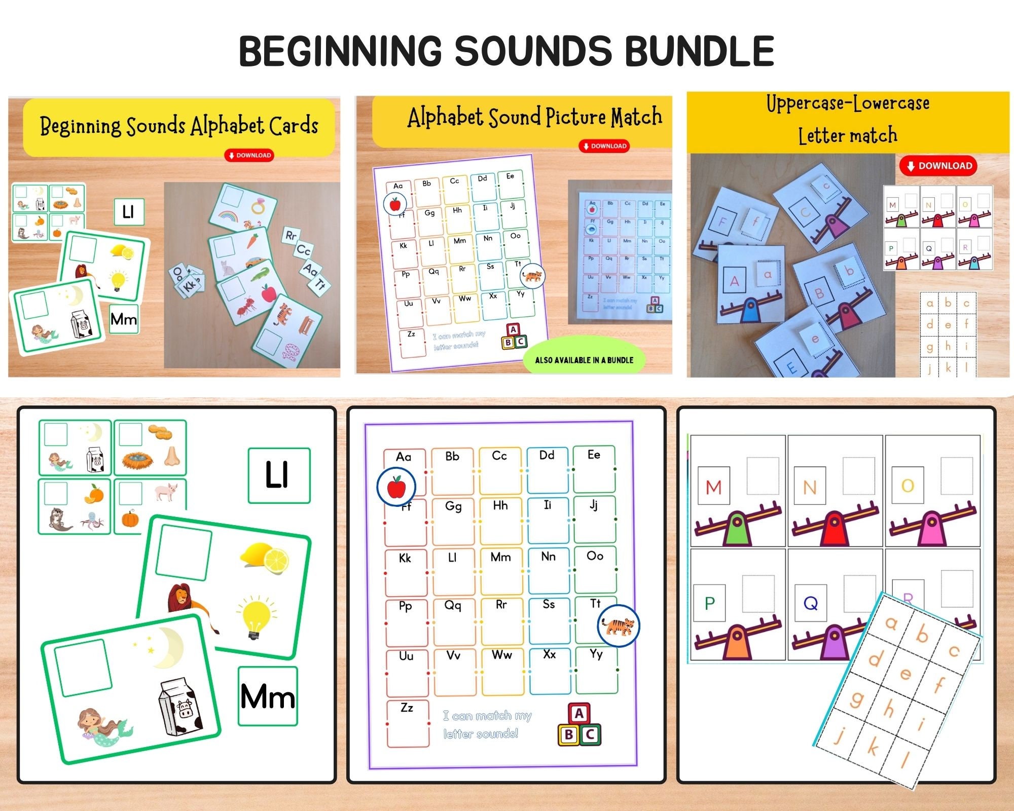 Beginning Letter Sound and Matching Cards Printable- for Preschool and ...