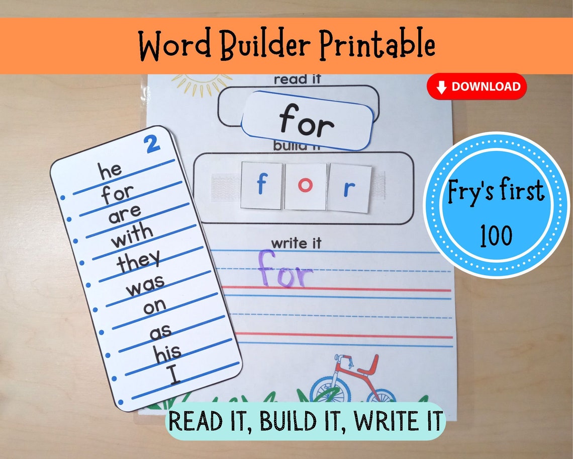 Printable Sight Word and CVC Builder- Read It, Build It, Write It, Fry ...