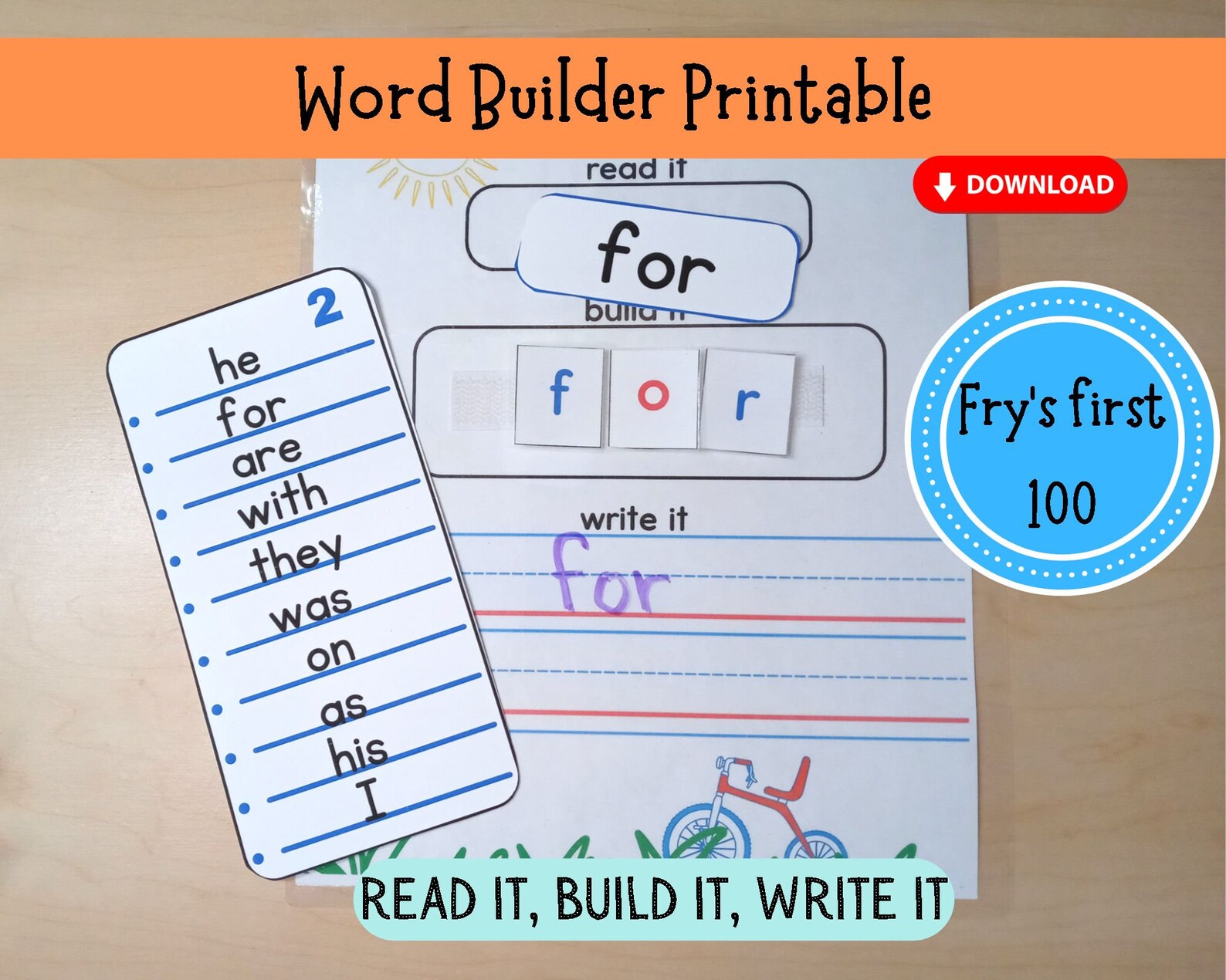 Printable Sight Word and CVC Builder- Read It, Build It, Write It, Fry ...