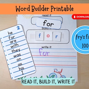 Printable Sight Word and CVC Builder- Read It, Build It, Write It, Fry ...
