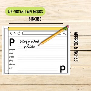 Printable Vocabulary and Word Bank List Writing Journal-word Lists for ...