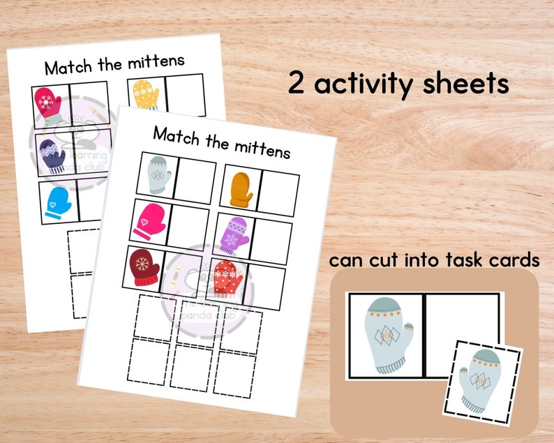 Matching Activity for Preschool and Kindergarten- Mitten Theme ...