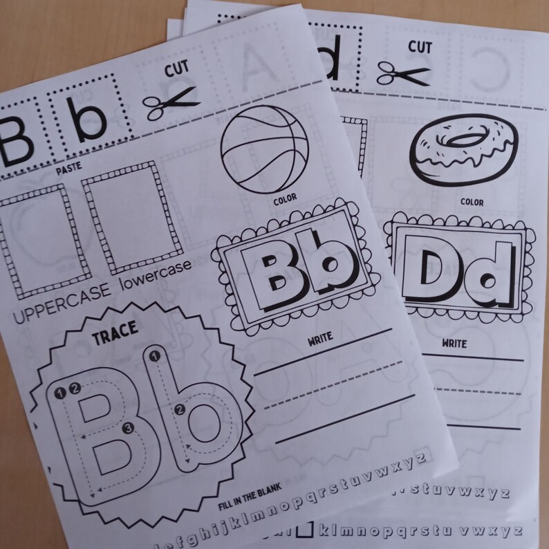 Alphabet Worksheets Cut Paste Match and Playdough Mat. for - Etsy