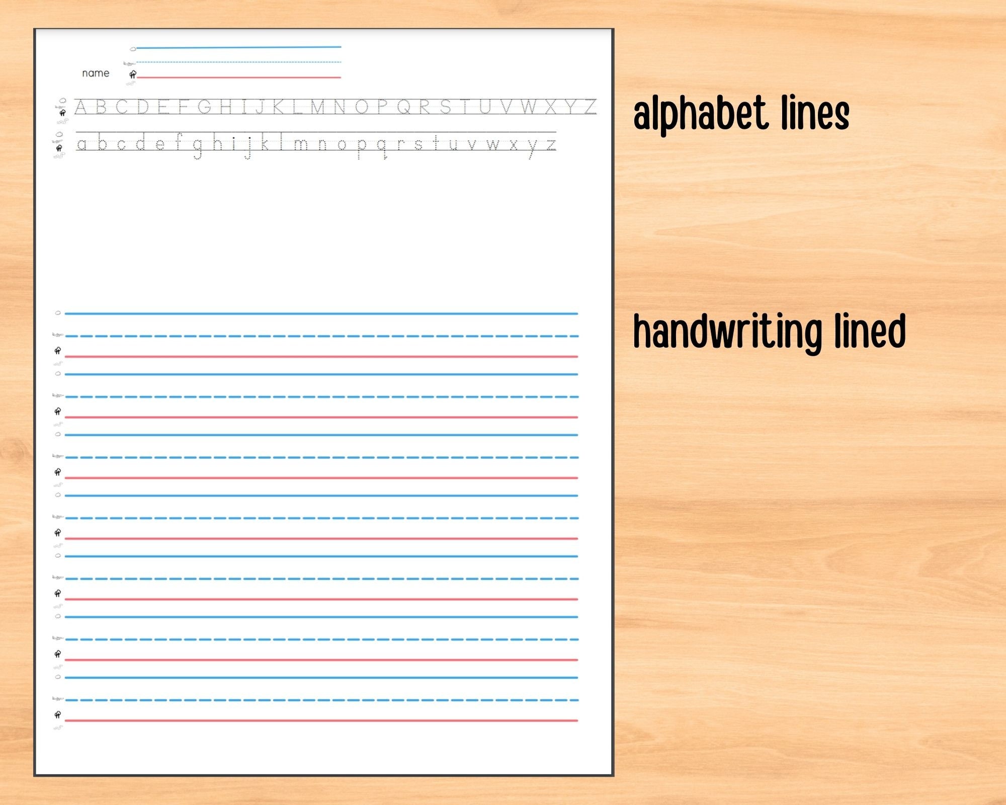 Guided Writing Paper Printable With Alphabet Line for Preschool ...