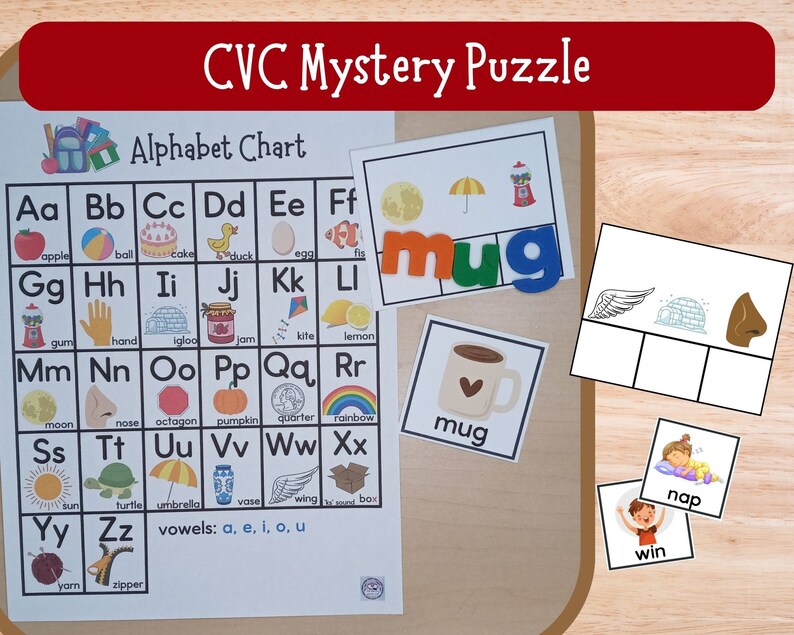 CVC Letter Sound Puzzle-printable Matching Game- Learning to Read ...
