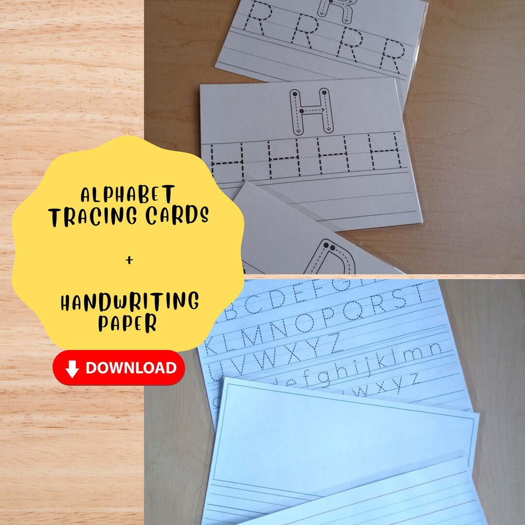Printable Handwriting Paper and Alphabet Tracing Cards for Preschool ...