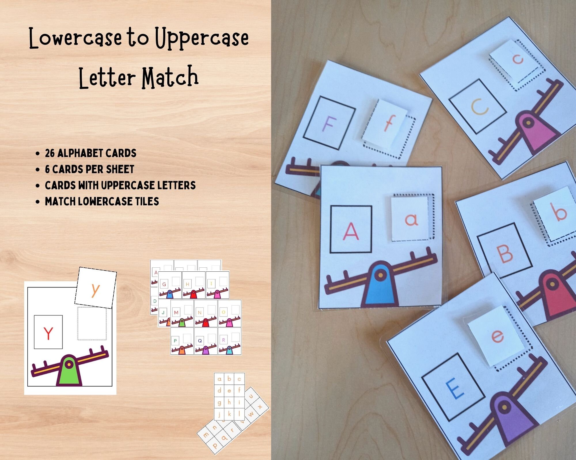 Beginning Letter Sound Game, Cards, and Uppercase to Lowercase Matching ...