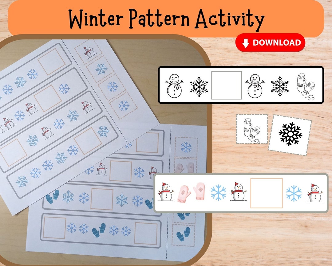 Pre-school and Kindergarten Pattern Printable- Winter Themed Worksheet ...