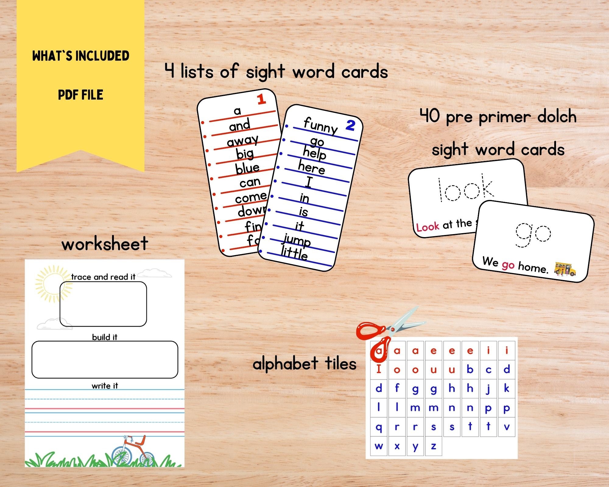 Pre Primer Dolch Printable Flashcards With Sentences for Homeschool and ...