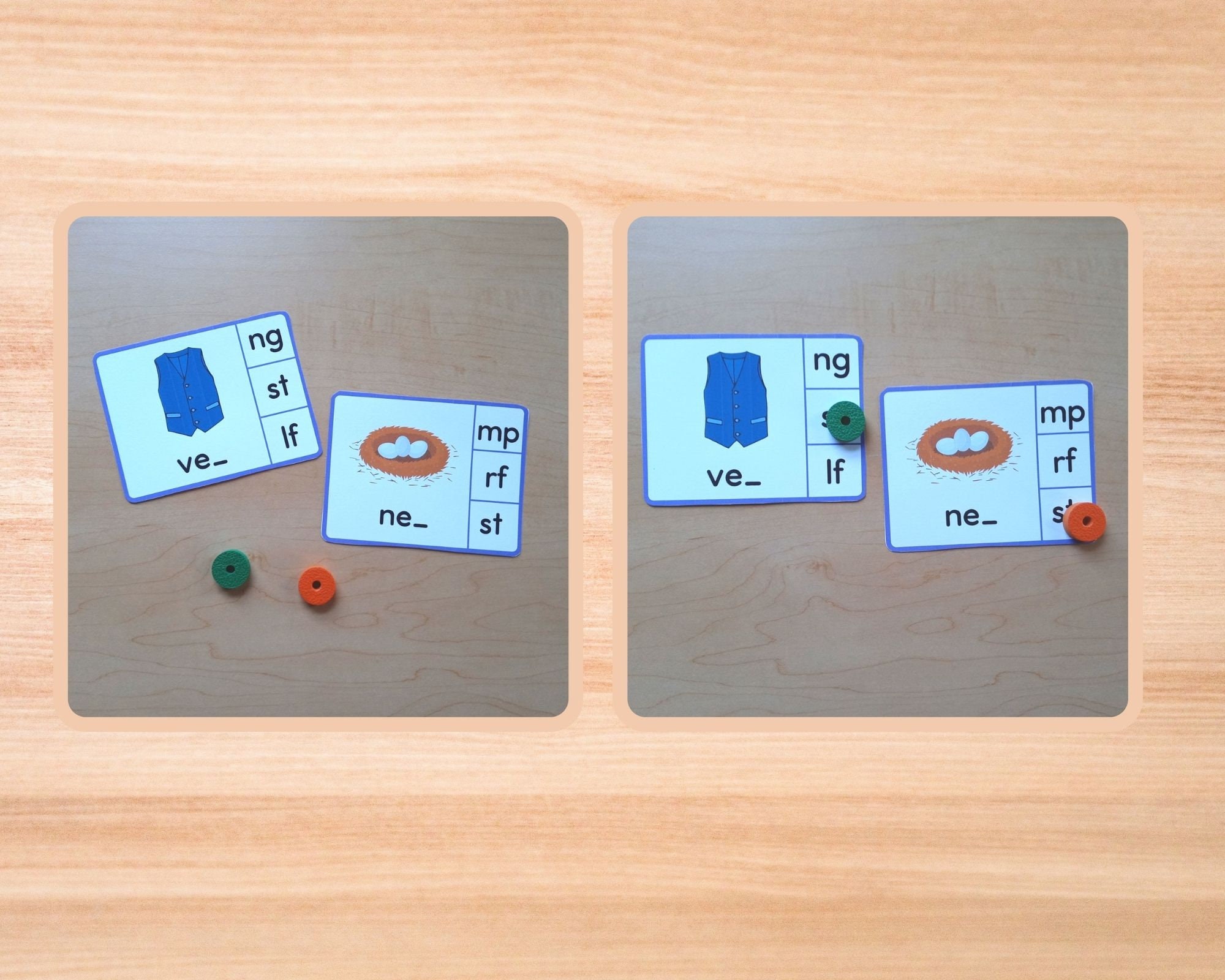 Consonant Ending Blends Clip Cards- Printable for 1st and 2nd Grade ...