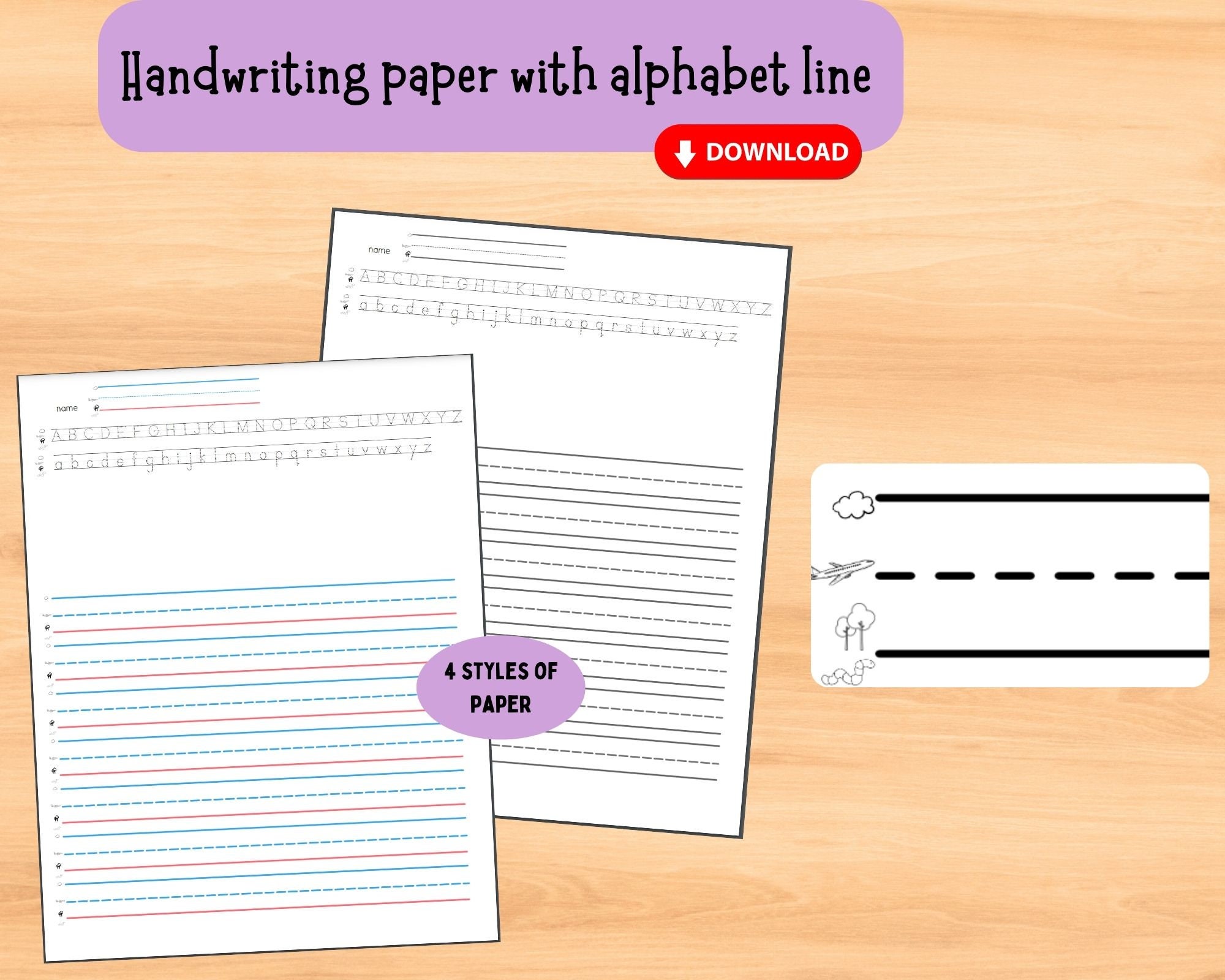 Guided Writing Paper Printable With Alphabet Line- for Preschool ...