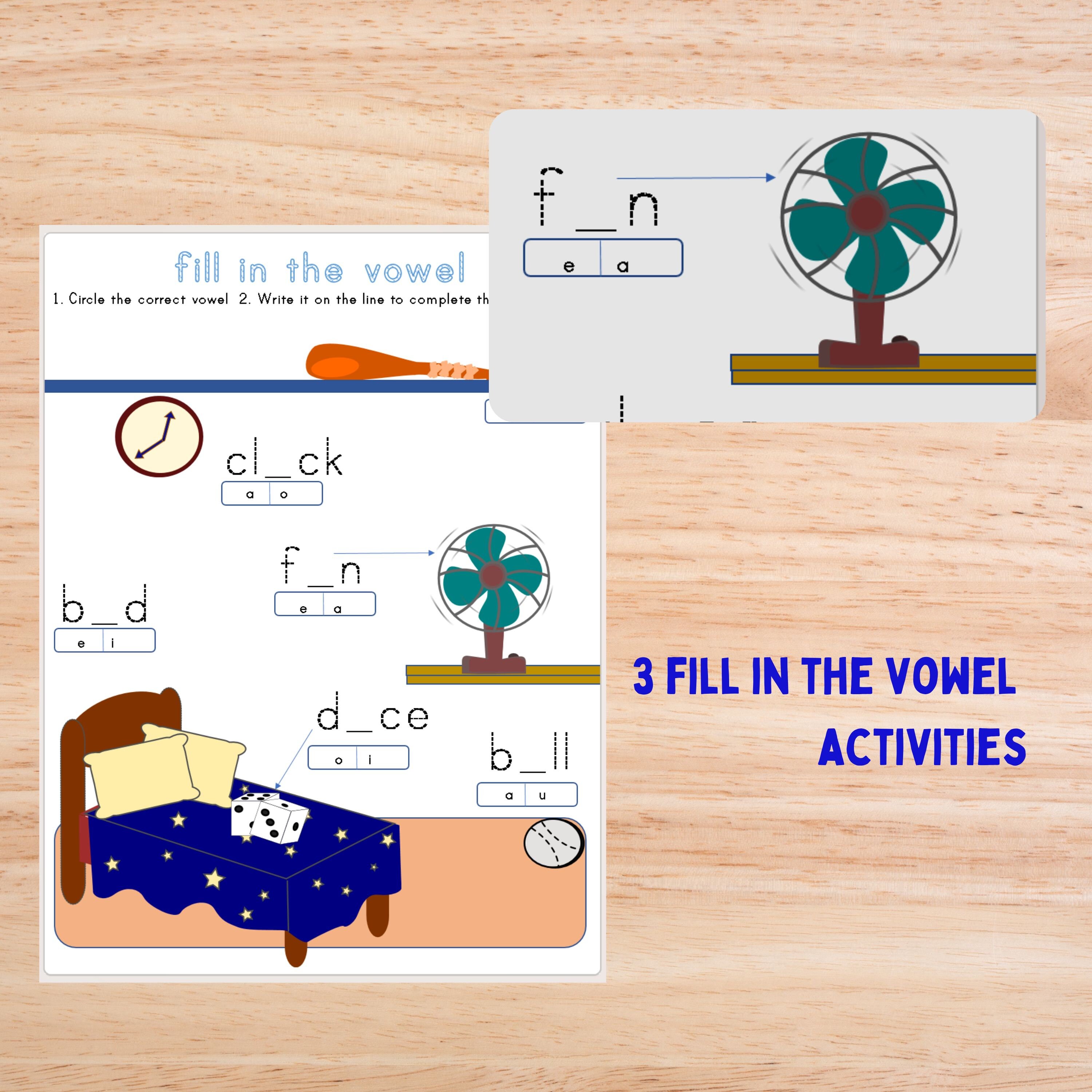 Long and Short Vowel Printable Phonics Activities- for Kindergarten and ...