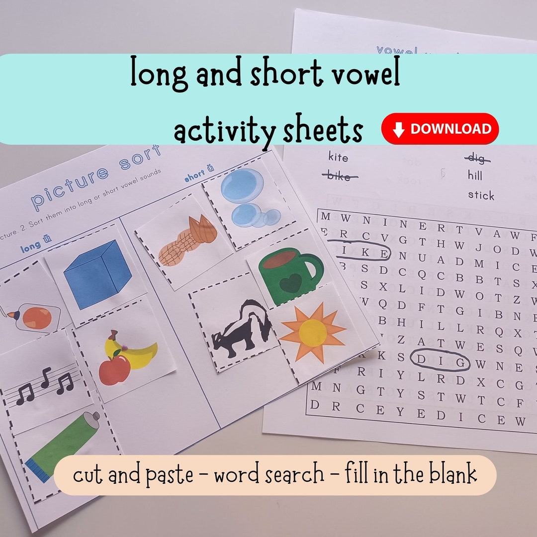Long and Short Vowel Printable Phonics Activities- for Kindergarten and ...