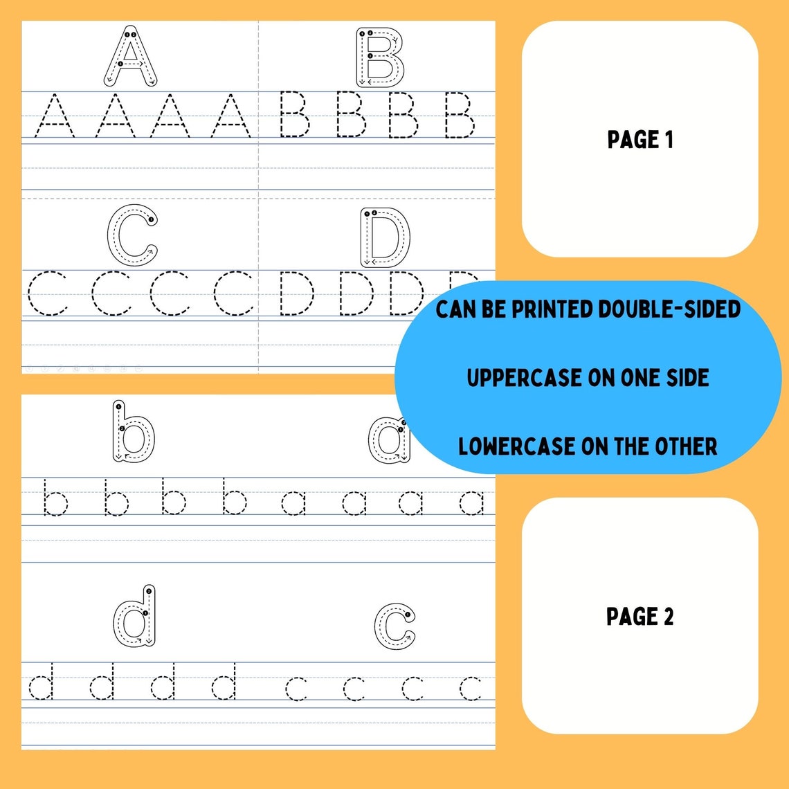Printable ABC Tracing Flashcards Letter Formation Letter - Etsy
