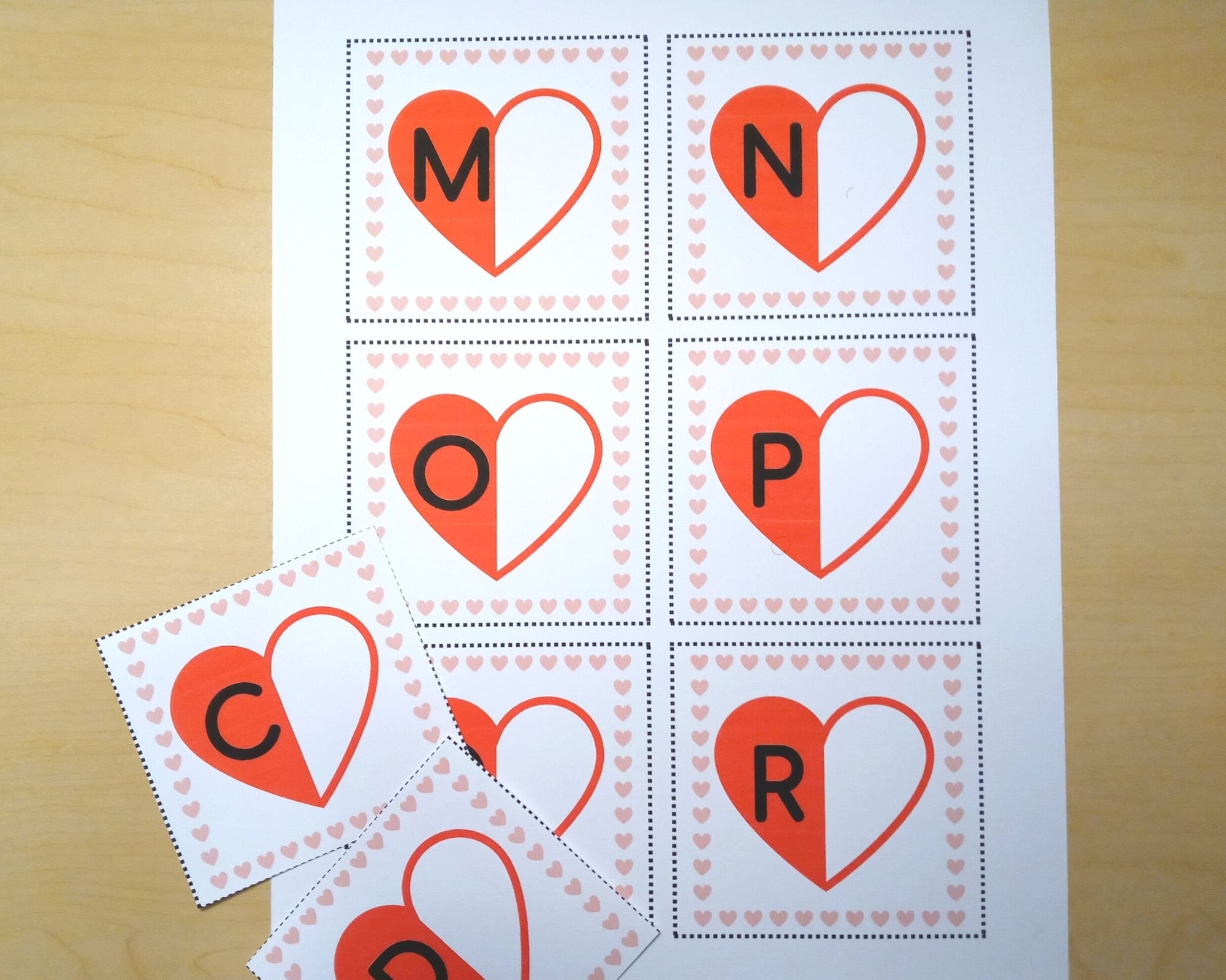 Alphabet Matching Printable, Upper Lowercase Matching, Valentine's Day ...