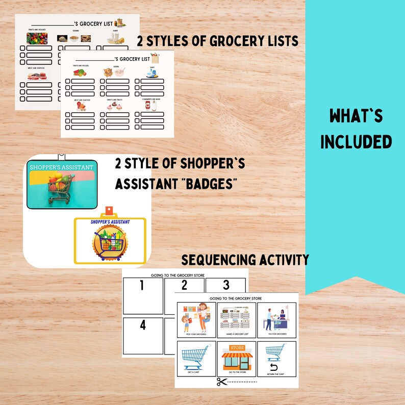 Kids Grocery List and Sequence Activity- Toddler and Preschool, Life ...