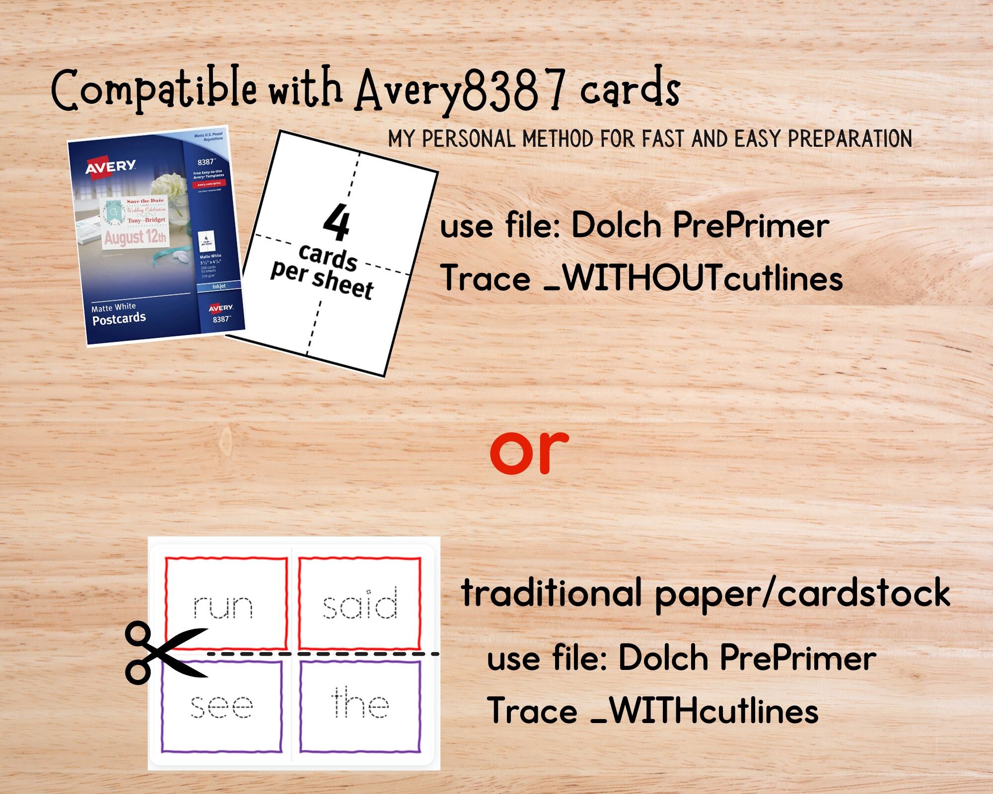 Printable Dolch's Pre-primer Tracing Cards- for Toddler, Preschool, and ...