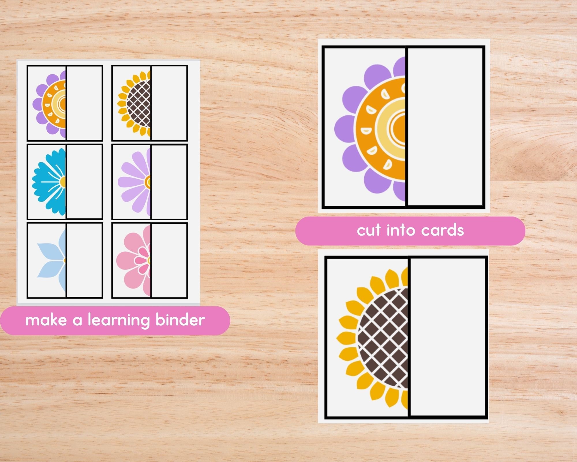 Flower Symmetry Matching Cards- Printable for Toddler, Preschool, and ...