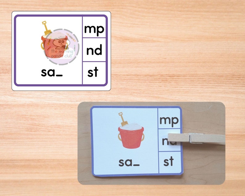 Consonant Ending Blends Clip Cards Printable for 1st and 2nd Grade ...