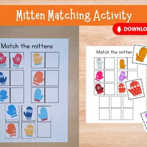 Matching Activity for Preschool and Kindergarten- Mitten Theme ...