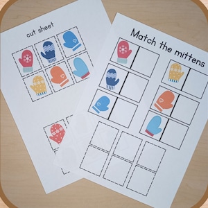Matching Activity for Preschool and Kindergarten- Mitten Theme ...