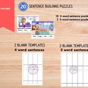 Sentence Building Printable- Sentence Writing Activity Puzzle for ...