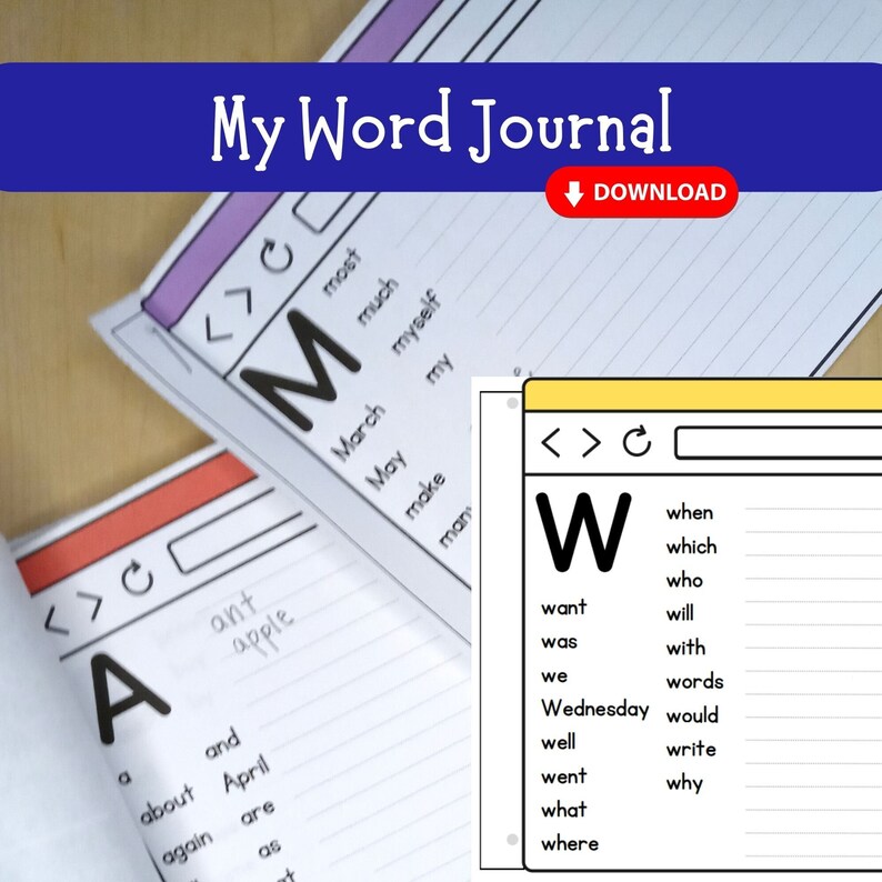 Printable Vocabulary and Word Bank List Writing Journal-word Lists for ...