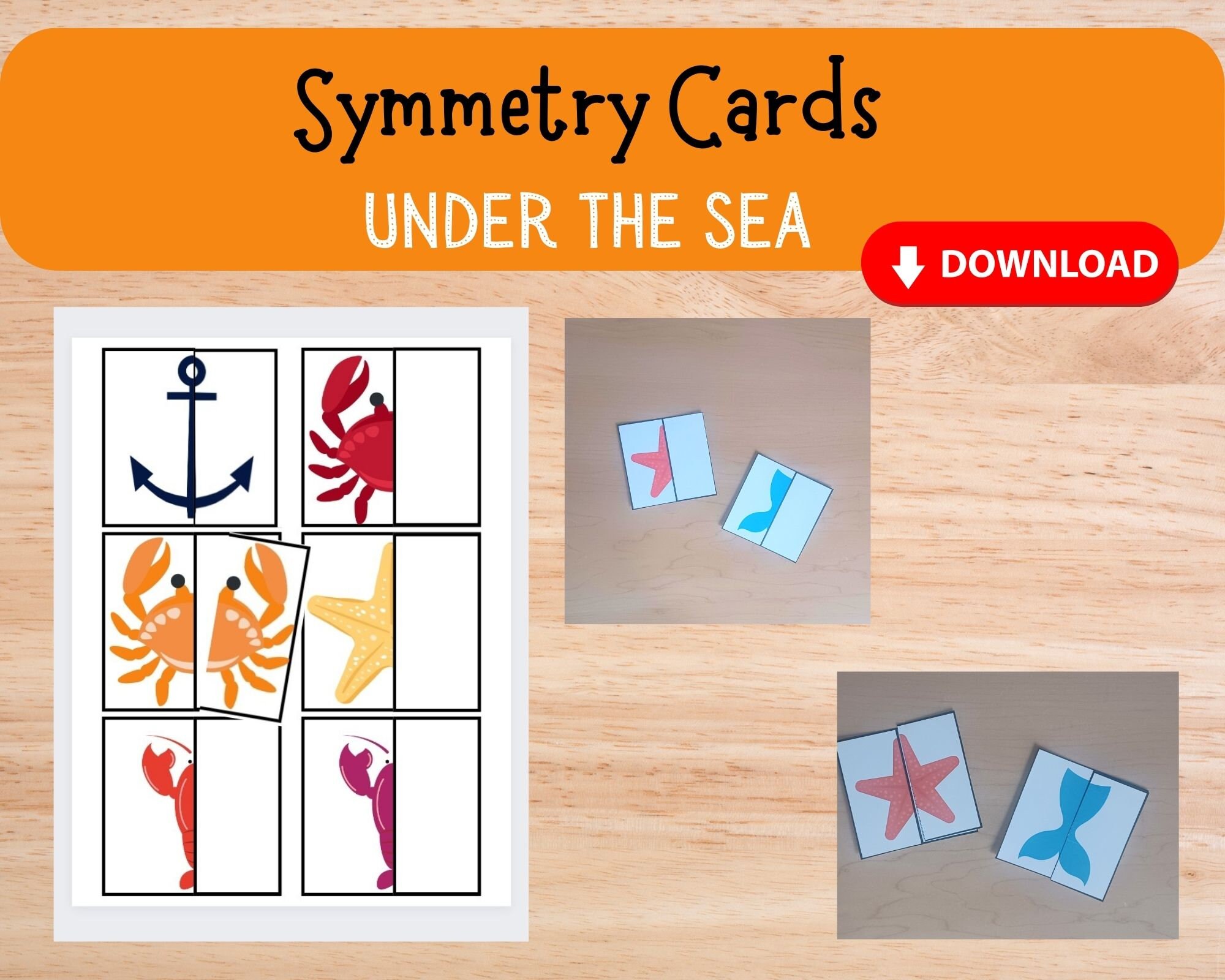 Printable Symmetry Cards- Toddler, Preschool and Kindergarten ...