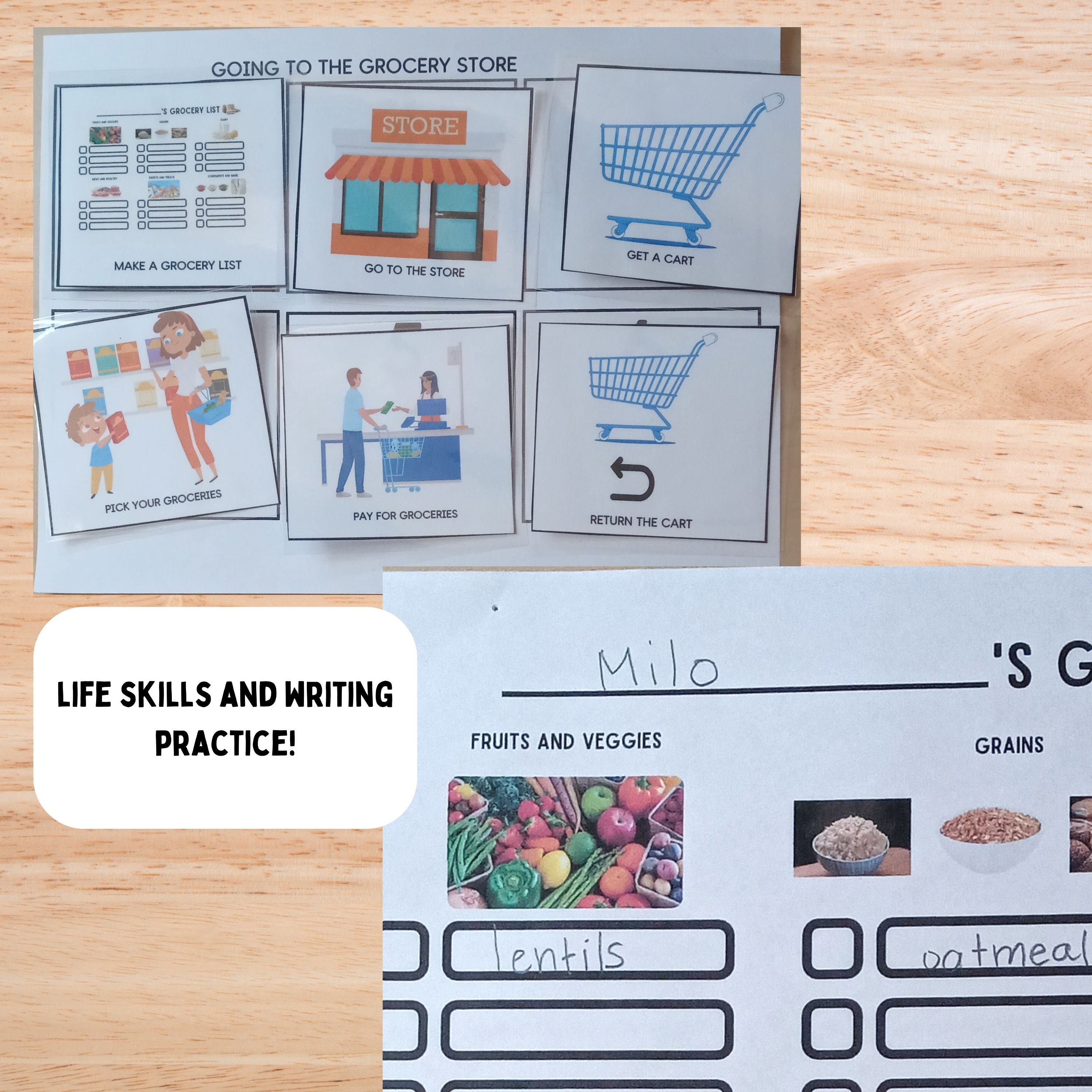 Kids Grocery List and Sequence Activity- Toddler and Preschool, Life ...