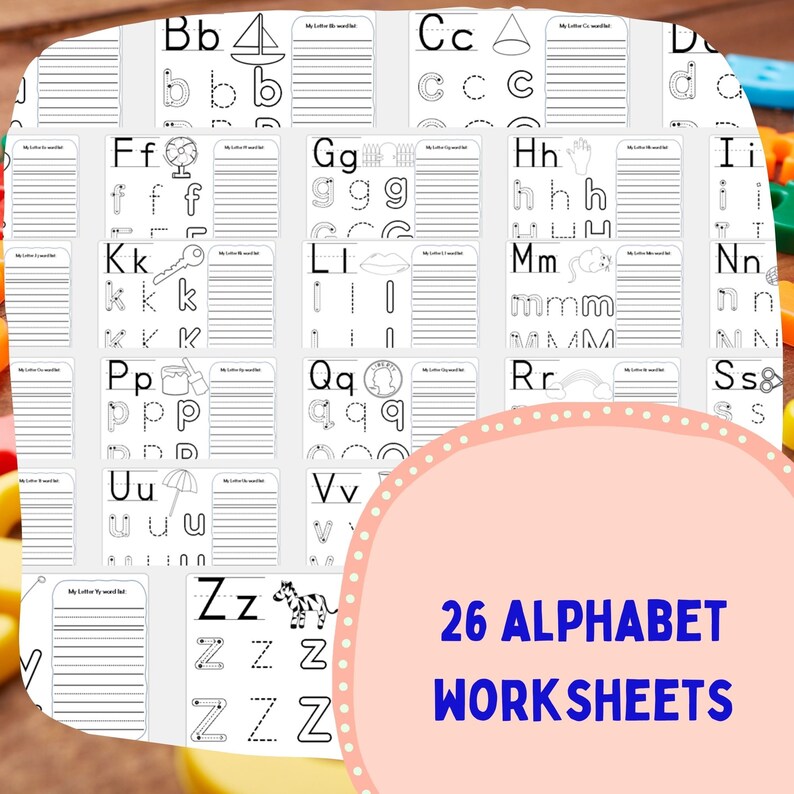 26 Hoja de trabajo del alfabeto: rastreo de letras, tapete de playdoh ...