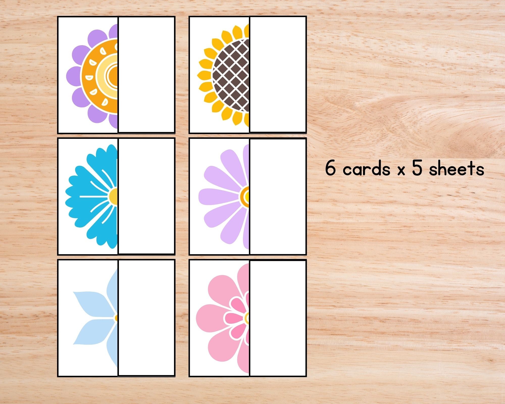 Flower Symmetry Matching Cards- Printable for Toddler, Preschool, and ...