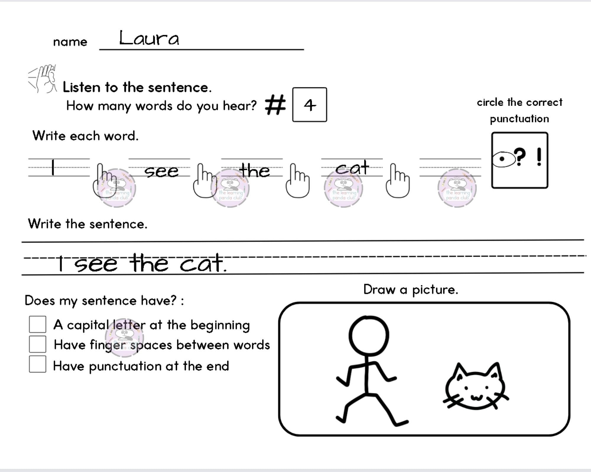 Sentence Writing Graphic Organizer Printable: for Kindergarten, 1st ...