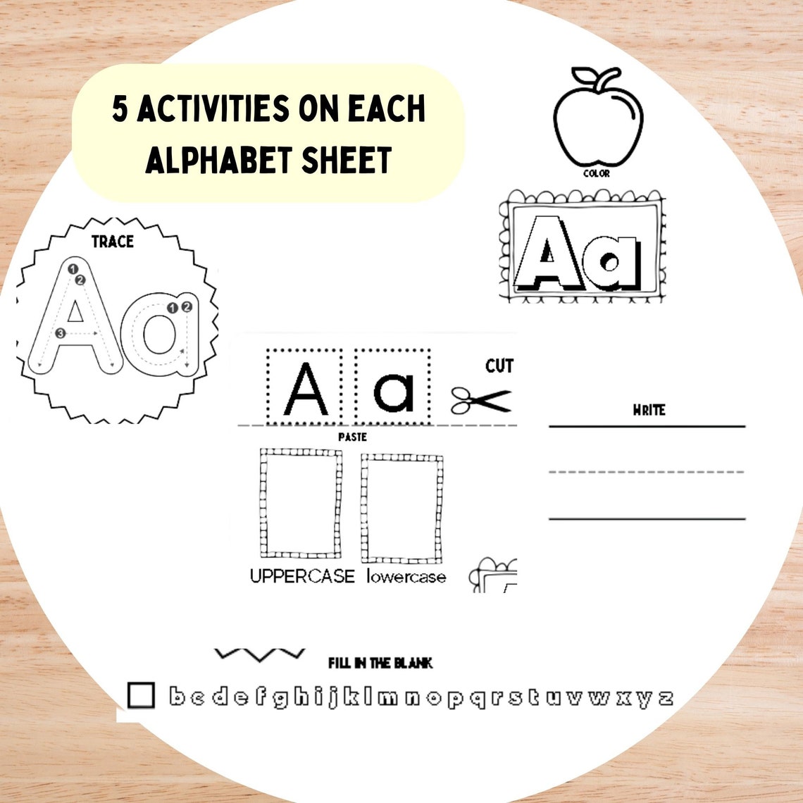Alphabet Worksheets- Cut, Paste, Match, and Playdough Mat. for ...