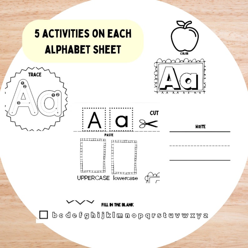 Alphabet Worksheets- Cut, Paste, Match, and Playdough Mat. for ...