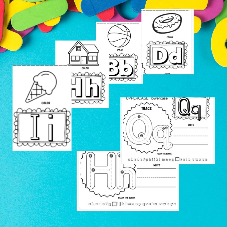 Alphabet Worksheets Cut Paste Match and Playdough Mat. for - Etsy