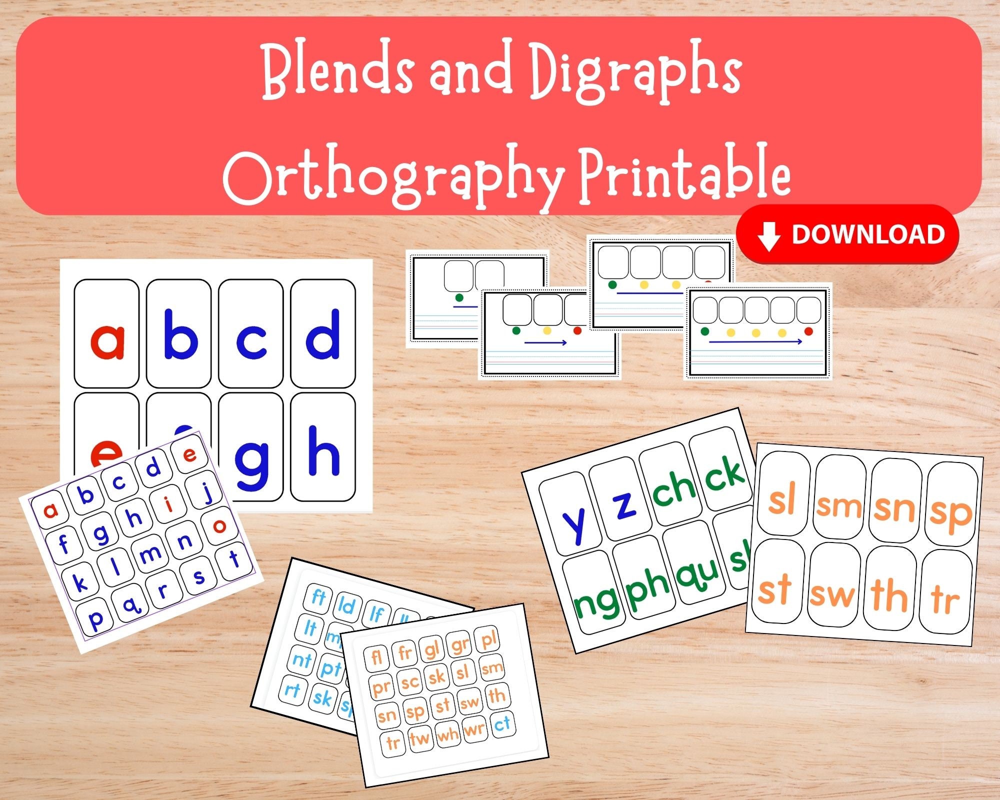 Orthographic Mapping Printable-blends and Digraphs for Kindergarten ...